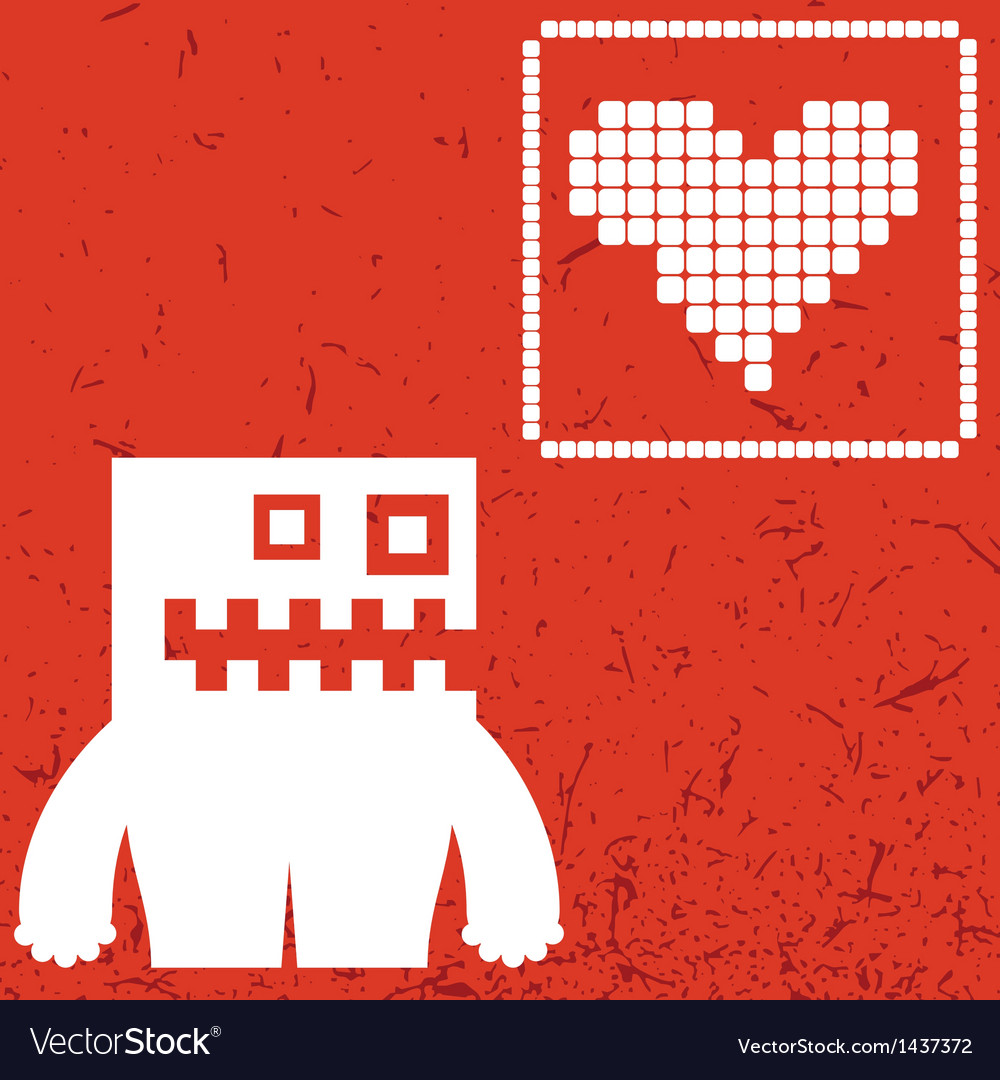 Valentines day card with monster Royalty Free Vector Image