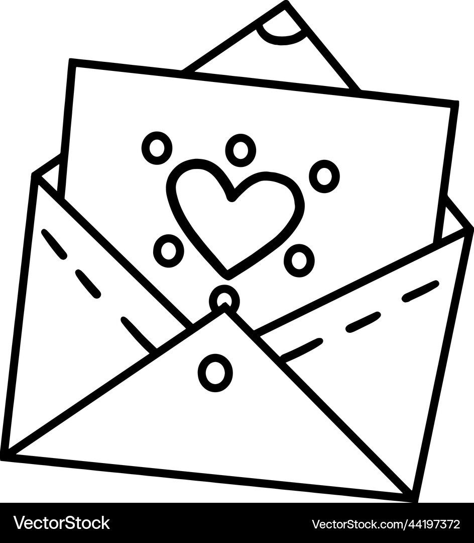 Wedding invitation letter isolated coloring page Vector Image