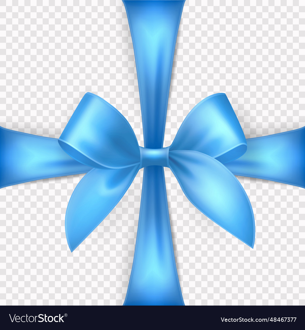 3d realistic blue gift ribbon bow Royalty Free Vector Image
