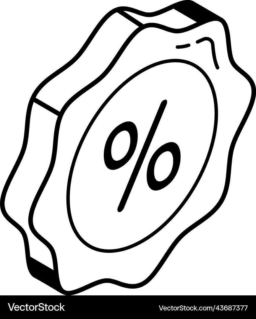 An isometric linear icon of discount Royalty Free Vector