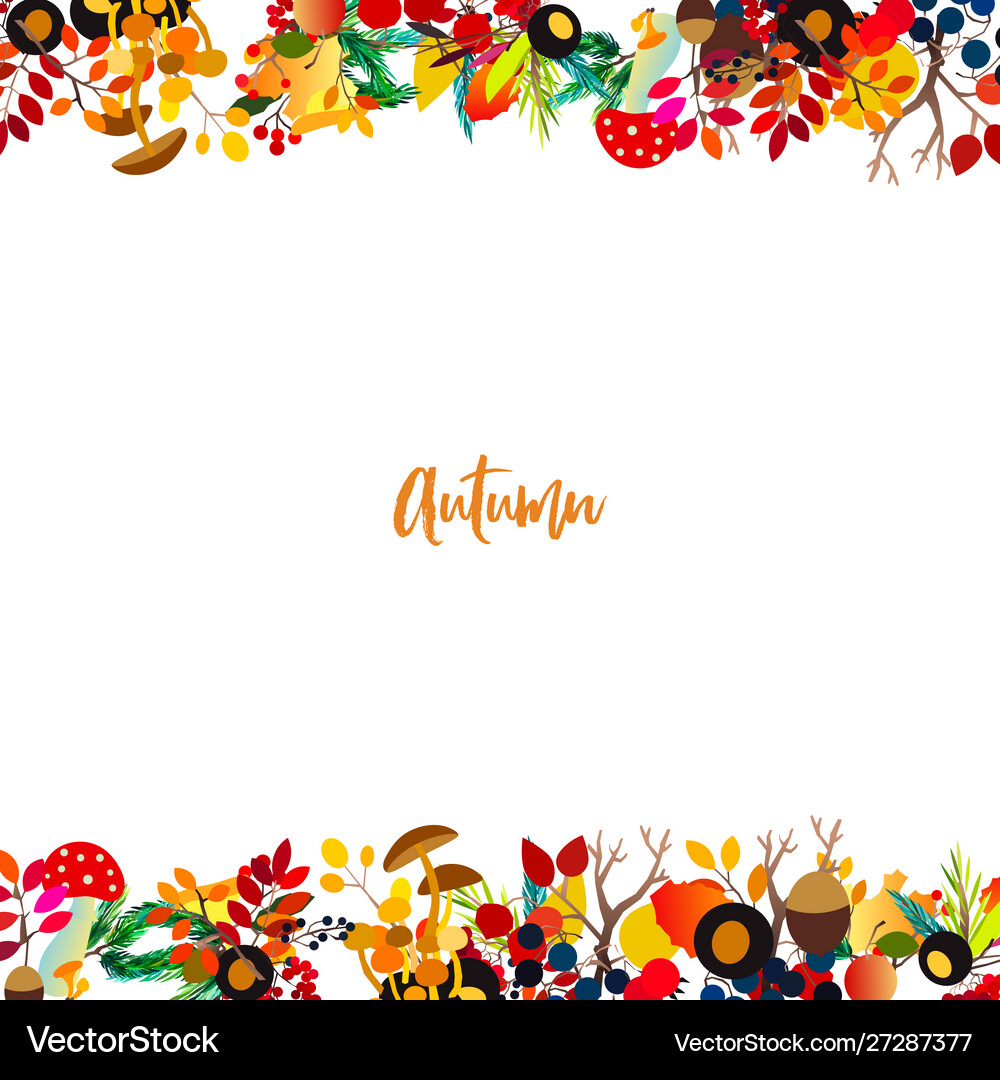 Autumn frame with berries acorns pine Royalty Free Vector