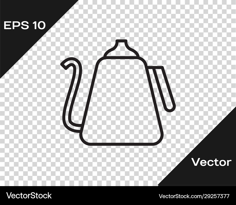 Black line kettle with handle icon isolated Vector Image