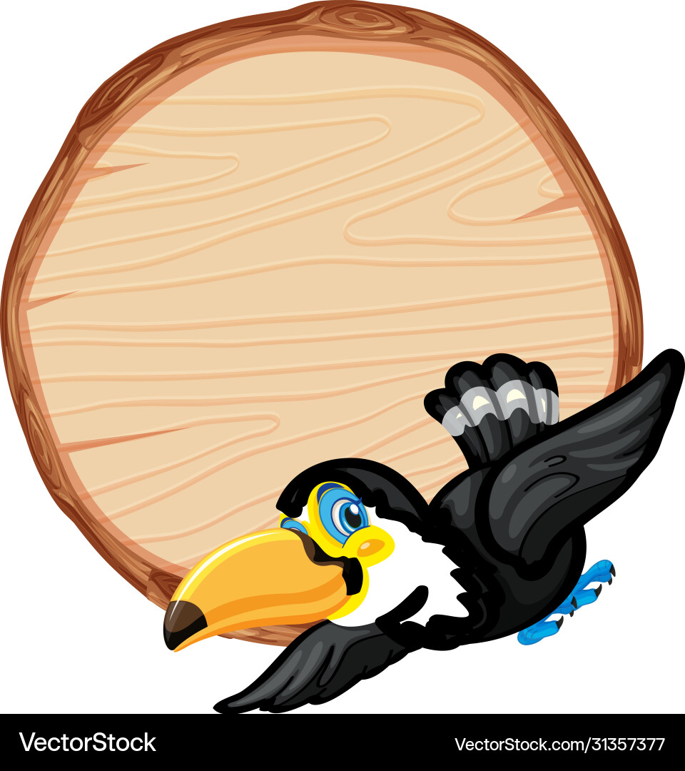 Board template with cute toucan on white Vector Image