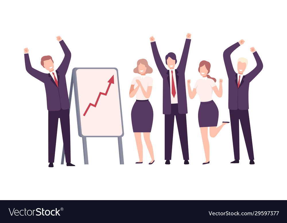 Business people celebrating victory team Vector Image