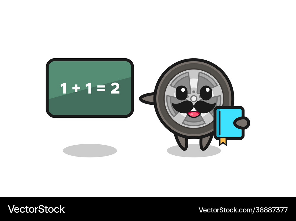 Car wheel character as a teacher Royalty Free Vector Image