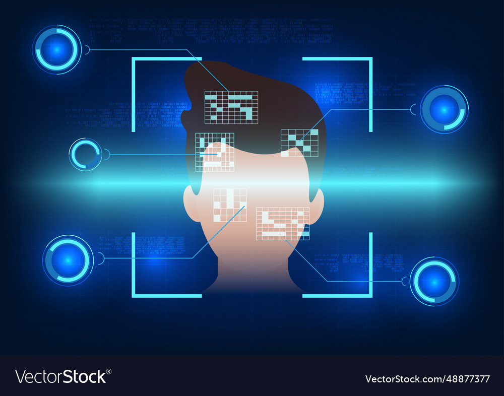 Facial scanning technology with technological Vector Image