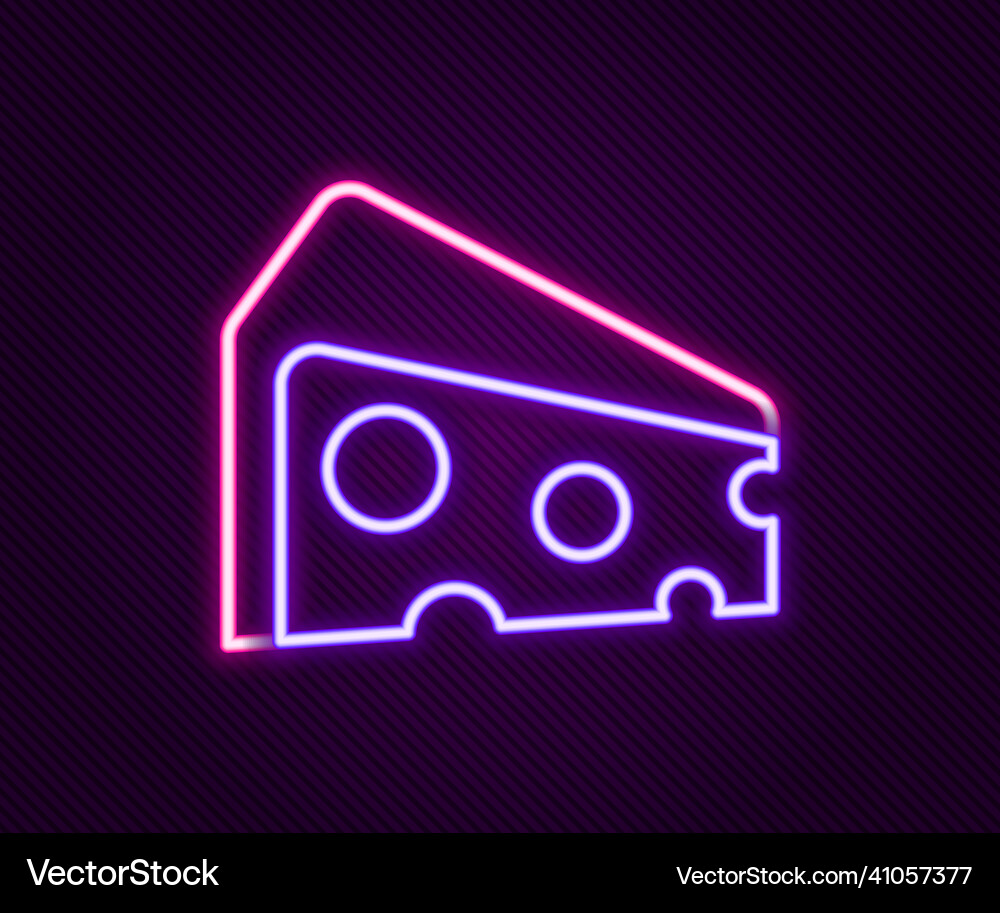 Glowing neon line cheese icon isolated on black Vector Image