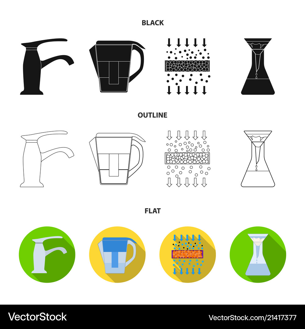 Man bald head hand water filtration system set Vector Image