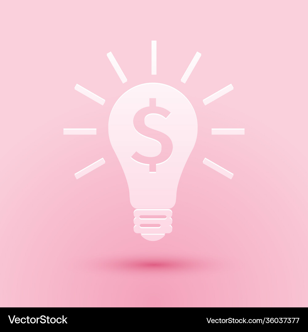 Paper cut light bulb with dollar symbol icon Vector Image