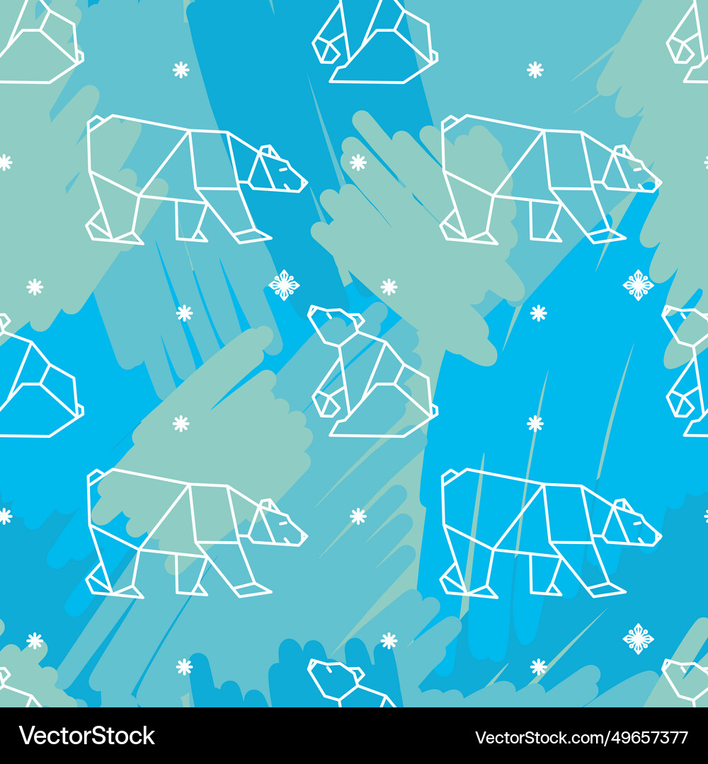 Polar bear geometric shapes winter print – Free Vector | VectorStock