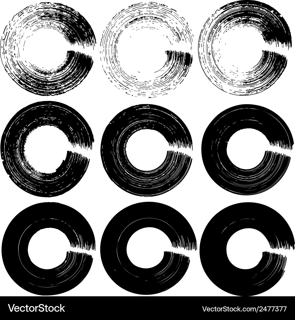 Set of black grunge ink circles Royalty Free Vector Image