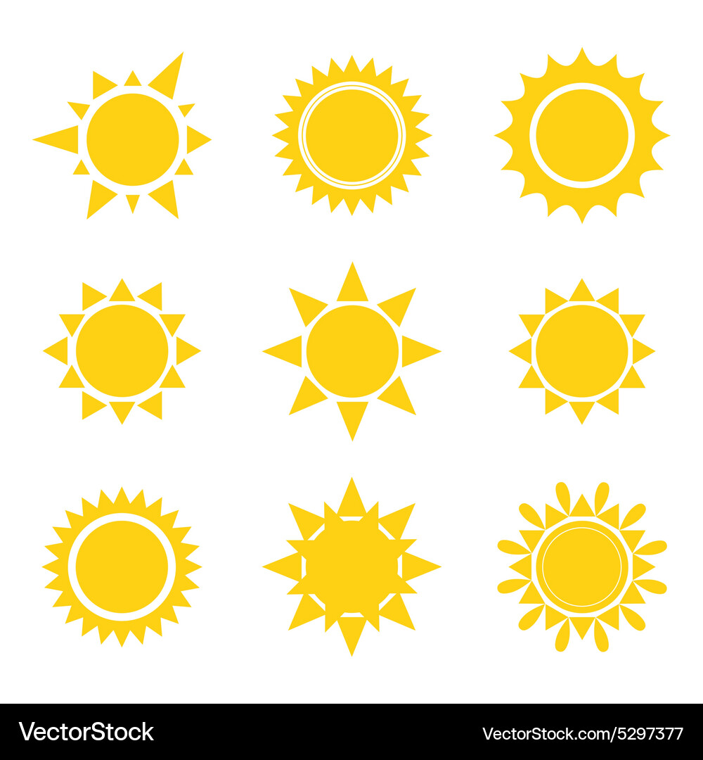 Set of sun icons Royalty Free Vector Image - VectorStock