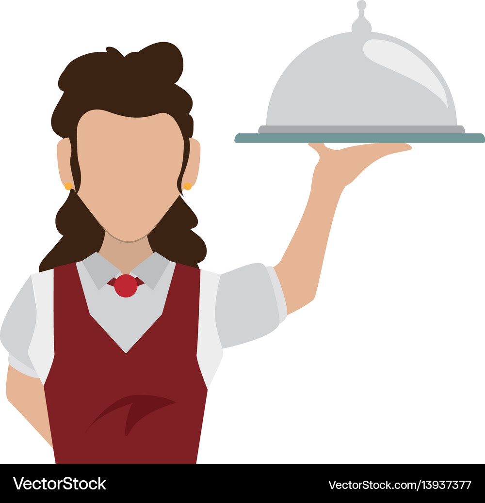 Waiter catering food dish faceless Royalty Free Vector Image