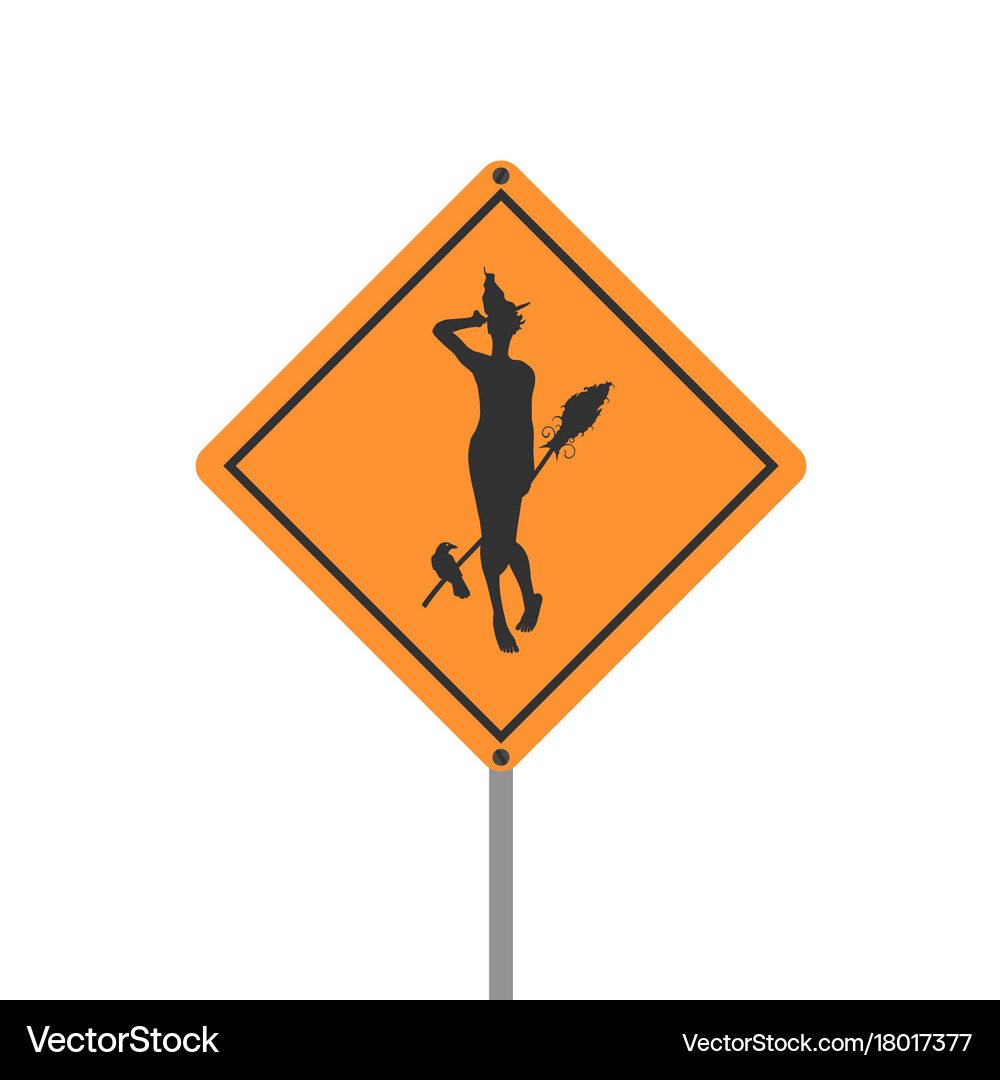 Yellow road sign halloween Royalty Free Vector Image