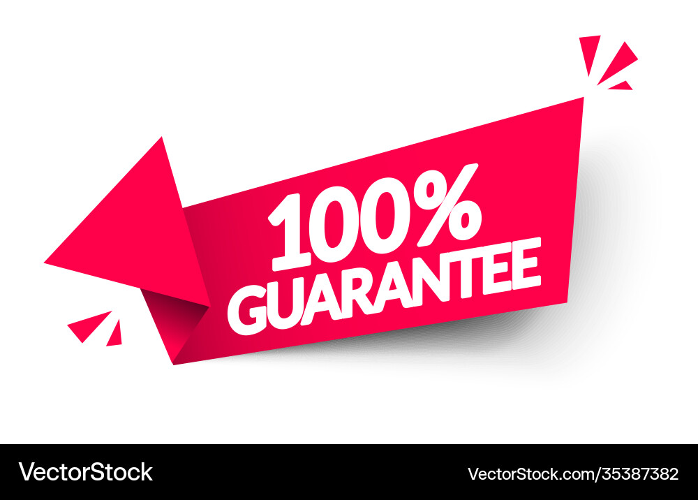 Arrow label with text 100 percent guarantee Vector Image