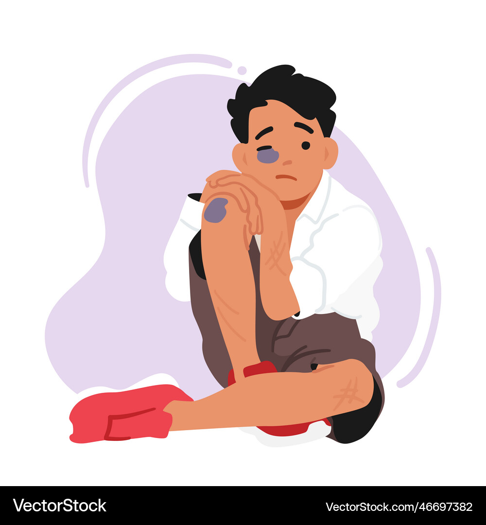 Boy bears bruises from domestic violence image Vector Image