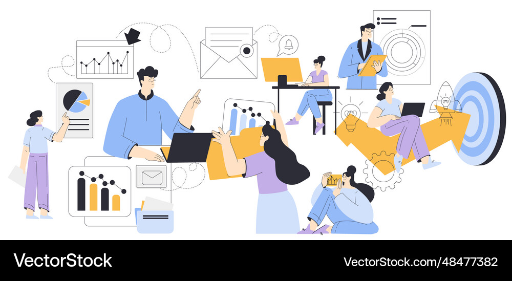 Business people characters engaged in working Vector Image
