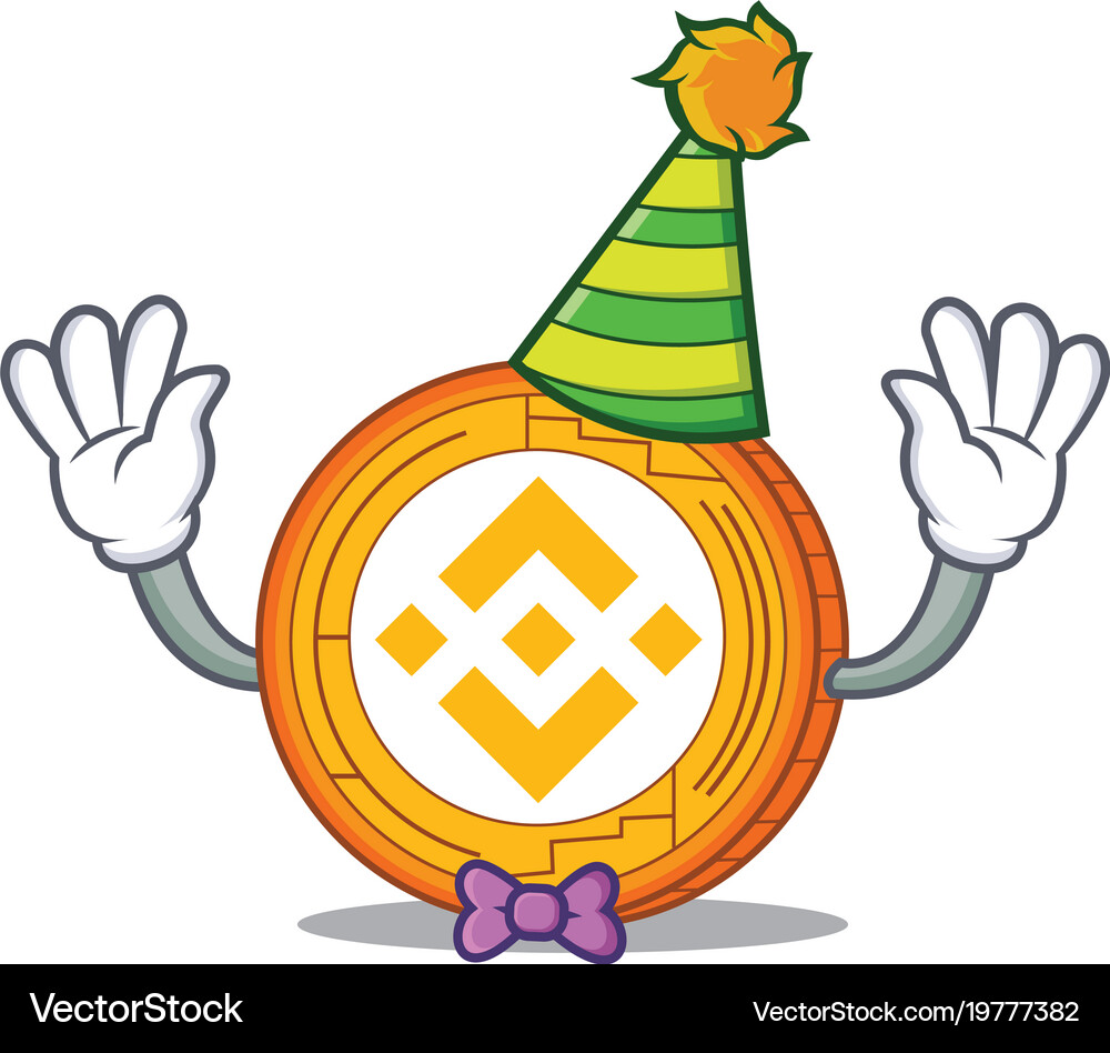 Clown binance coin mascot catoon Royalty Free Vector Image