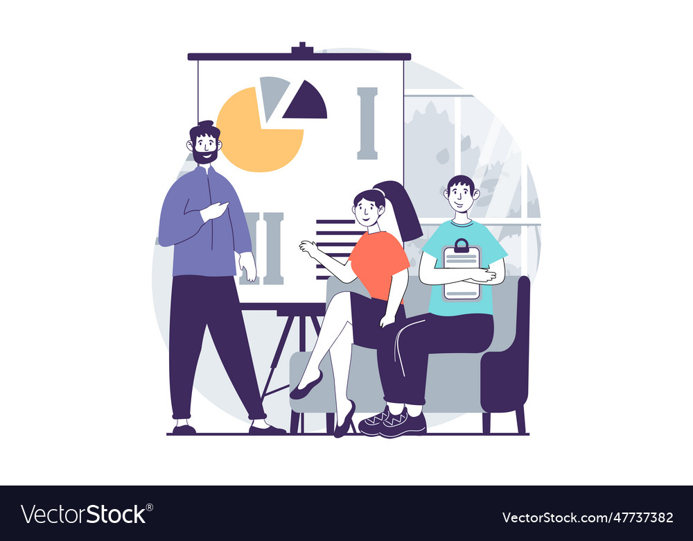 Focus group concept with people scene in flat Vector Image