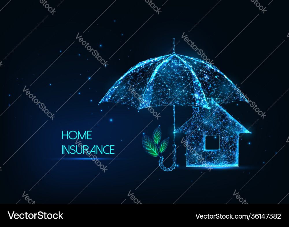 Futuristic home insurance concept with glowing low