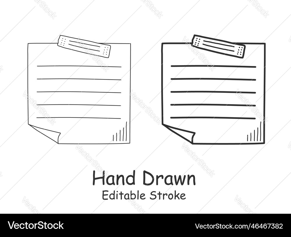 Hand drawn memo paper sheet icon in flat style Vector Image