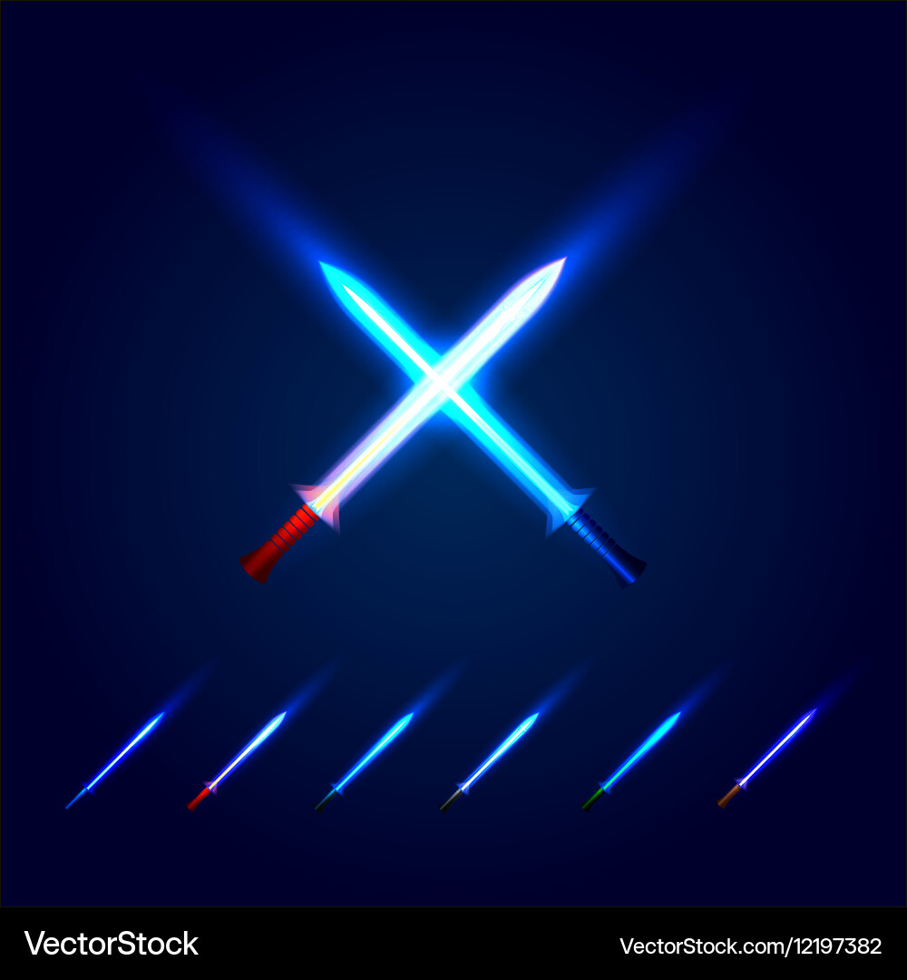 Isolated blue and red color cossed light swords Vector Image