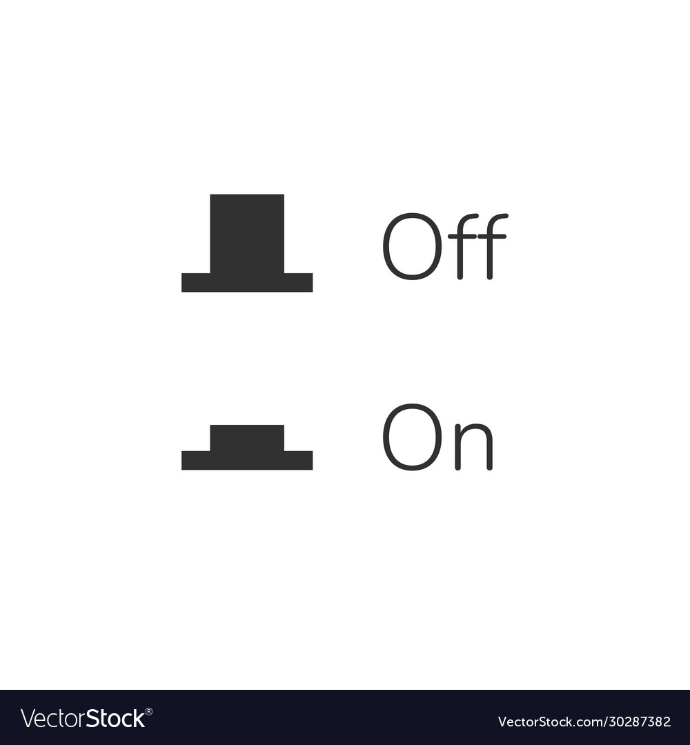 Push button on and off stock isolated white Vector Image