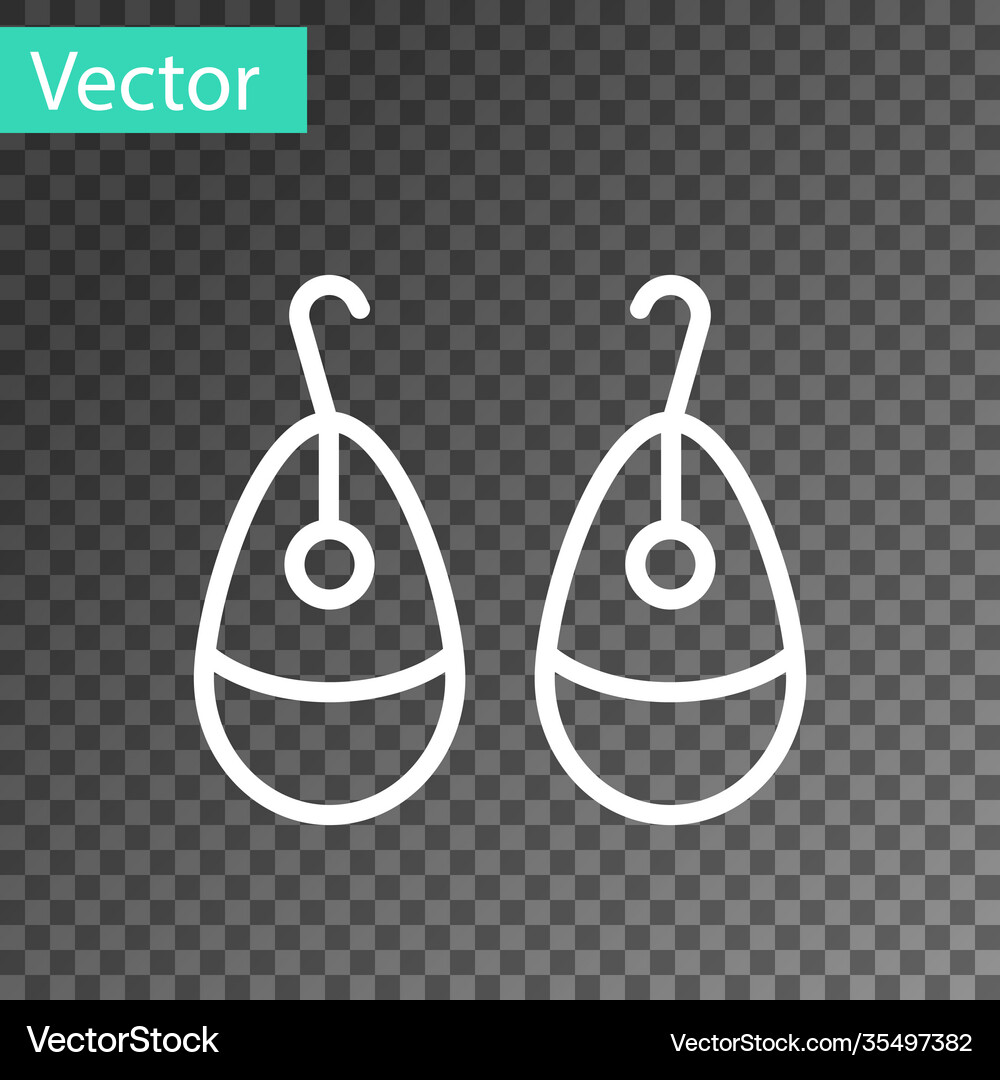 White line earrings icon isolated on transparent Vector Image