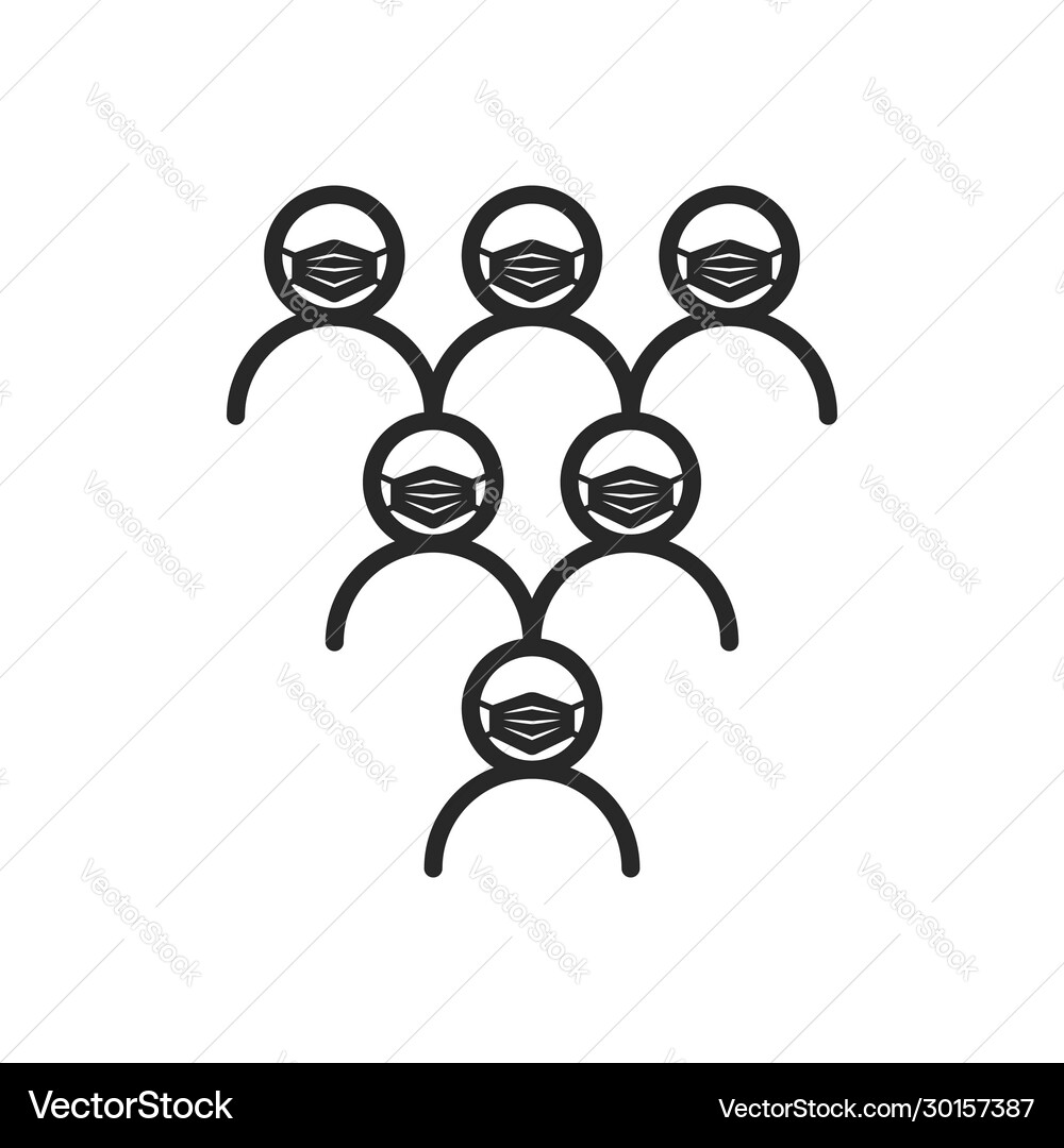 A crowd people in protective masks ordered Vector Image