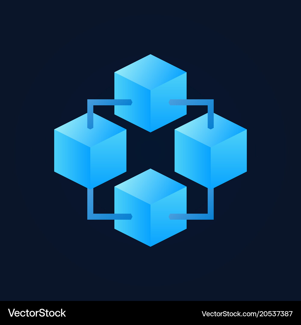 Blockchain technology blue symbol or logo Vector Image