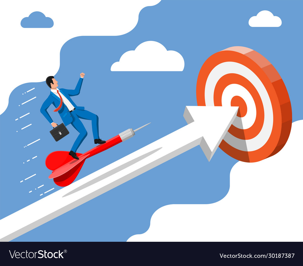 Businessman Aim Arrow To Target Royalty Free Vector Image