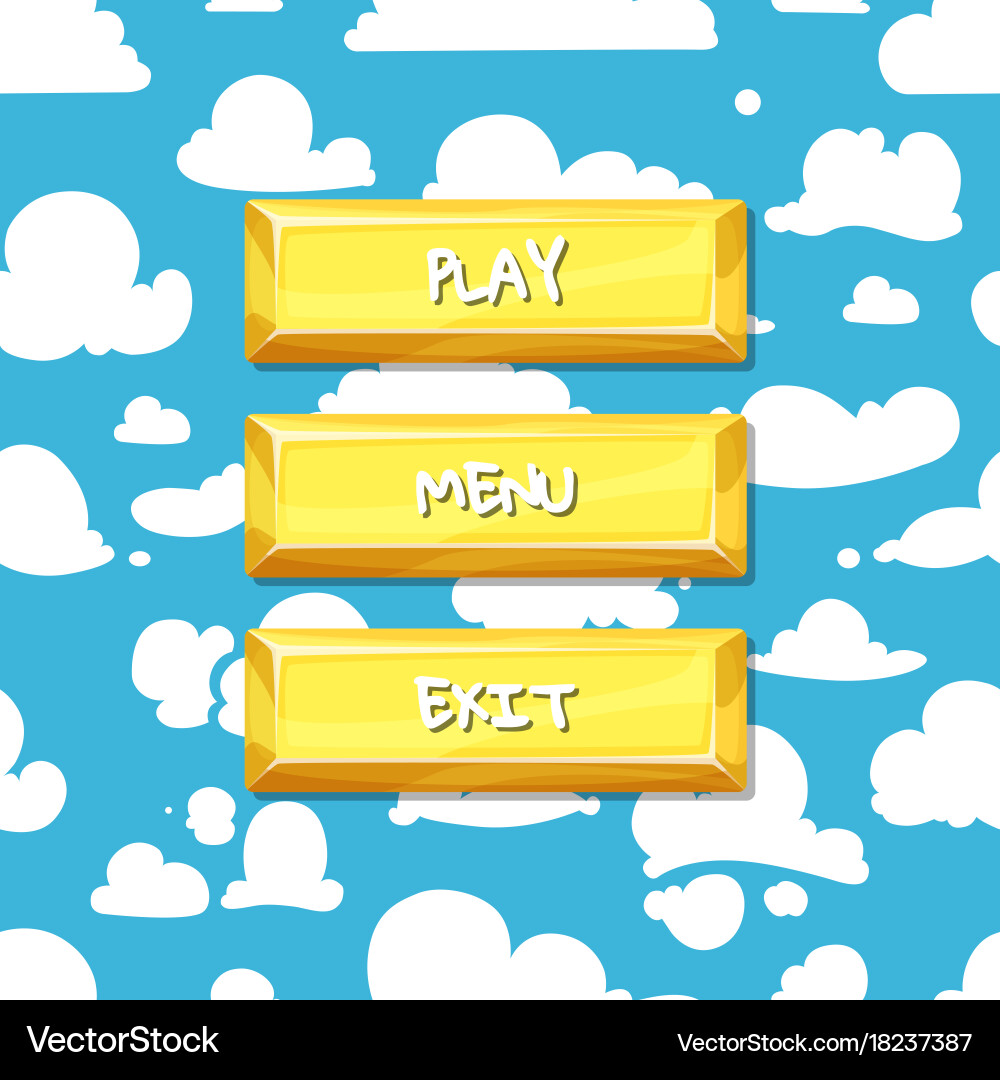 Cartoon style buttons clouds in the sky Royalty Free Vector