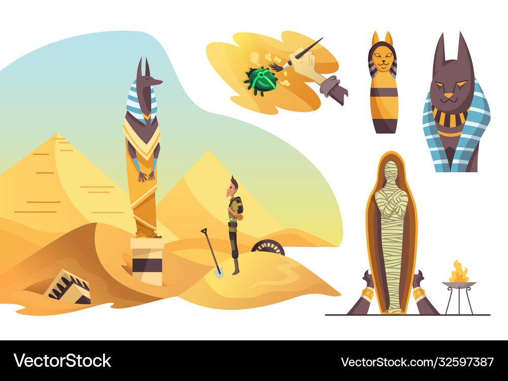 Collection signs egyptian archaeology various Vector Image