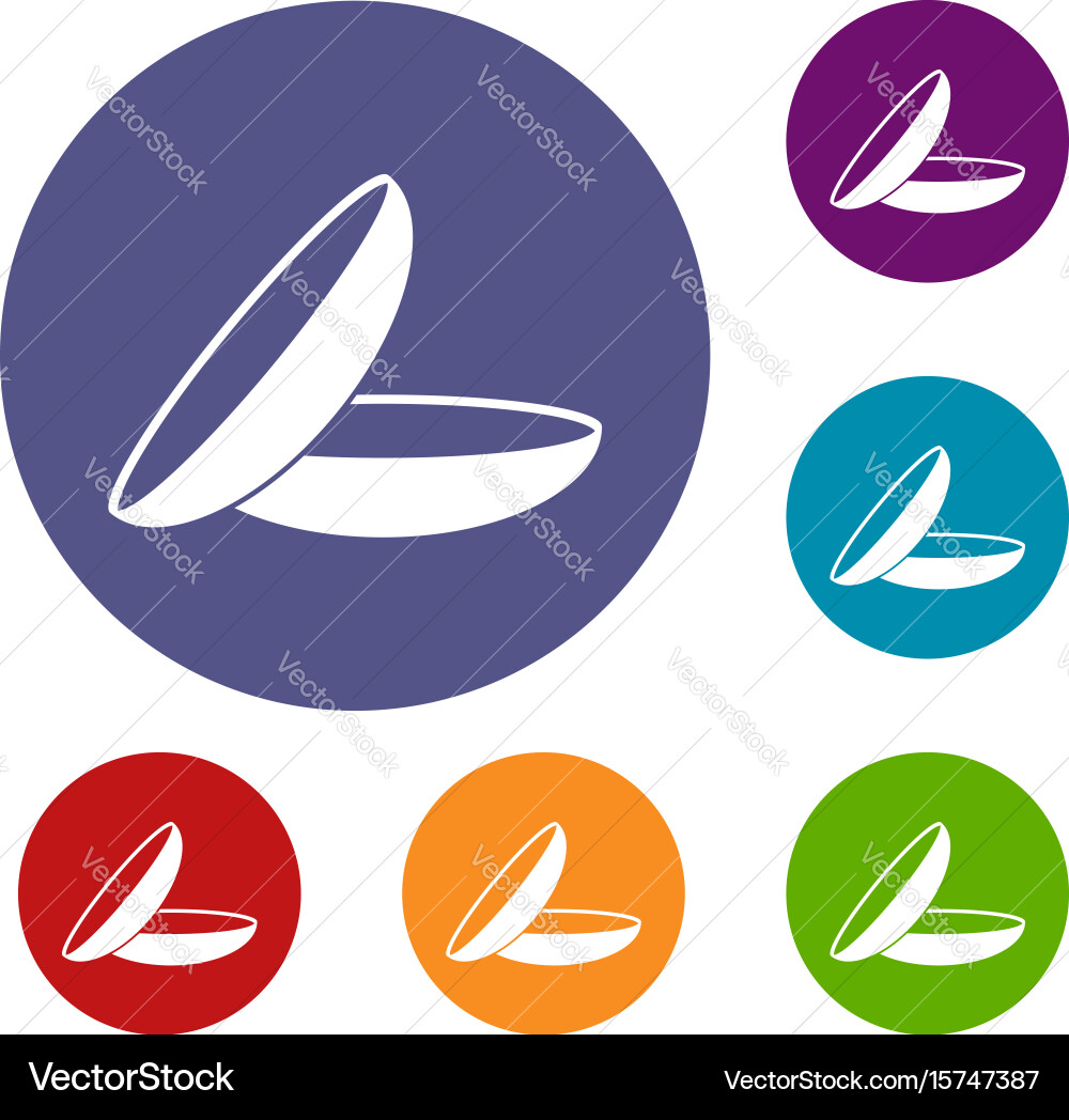 Contact lenses icons set Royalty Free Vector Image