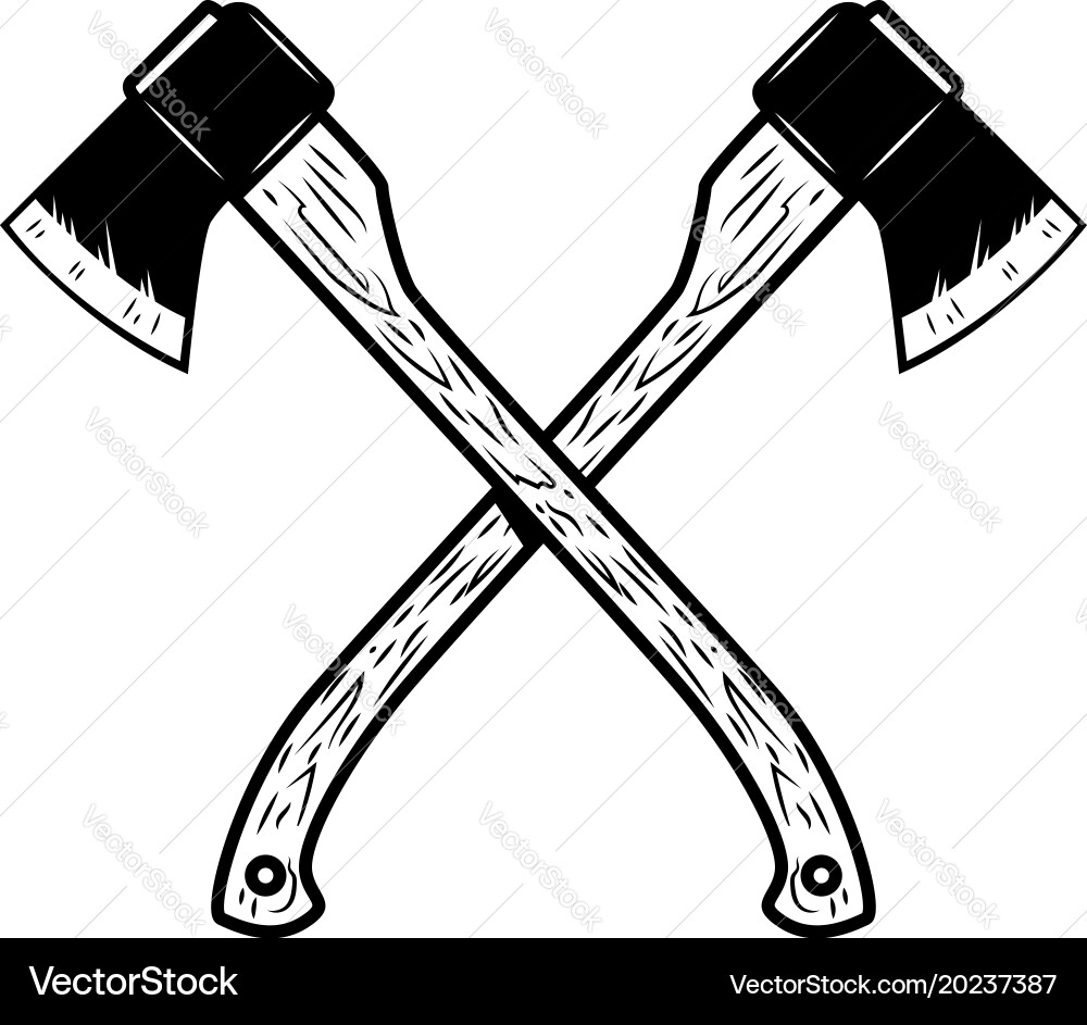 Crossed lumberjack axes isolated on white Vector Image
