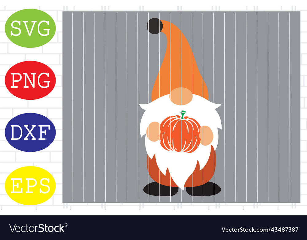 Fall gnome with pumpkin 4 Royalty Free Vector Image