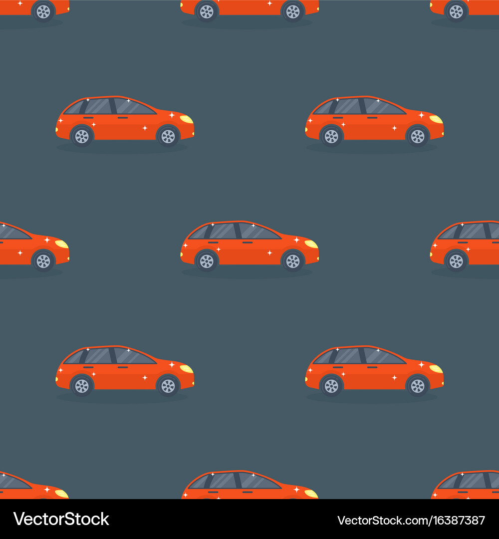 Flat red car vehicle type design sedan seamless Vector Image