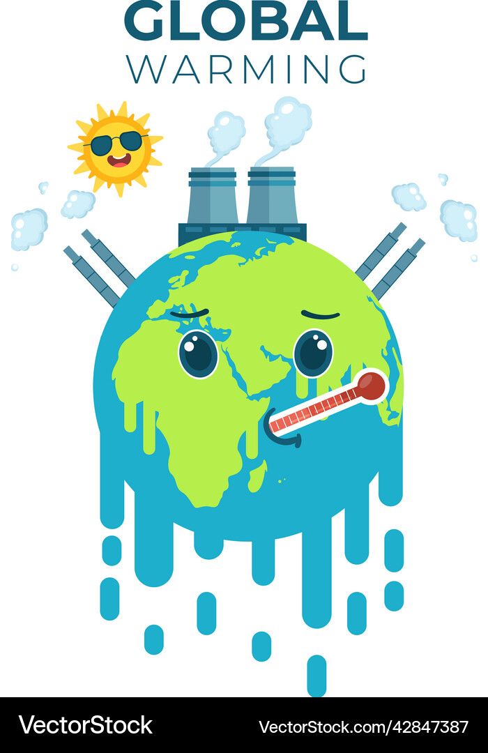 Global warming cartoon style with planet earth Vector Image