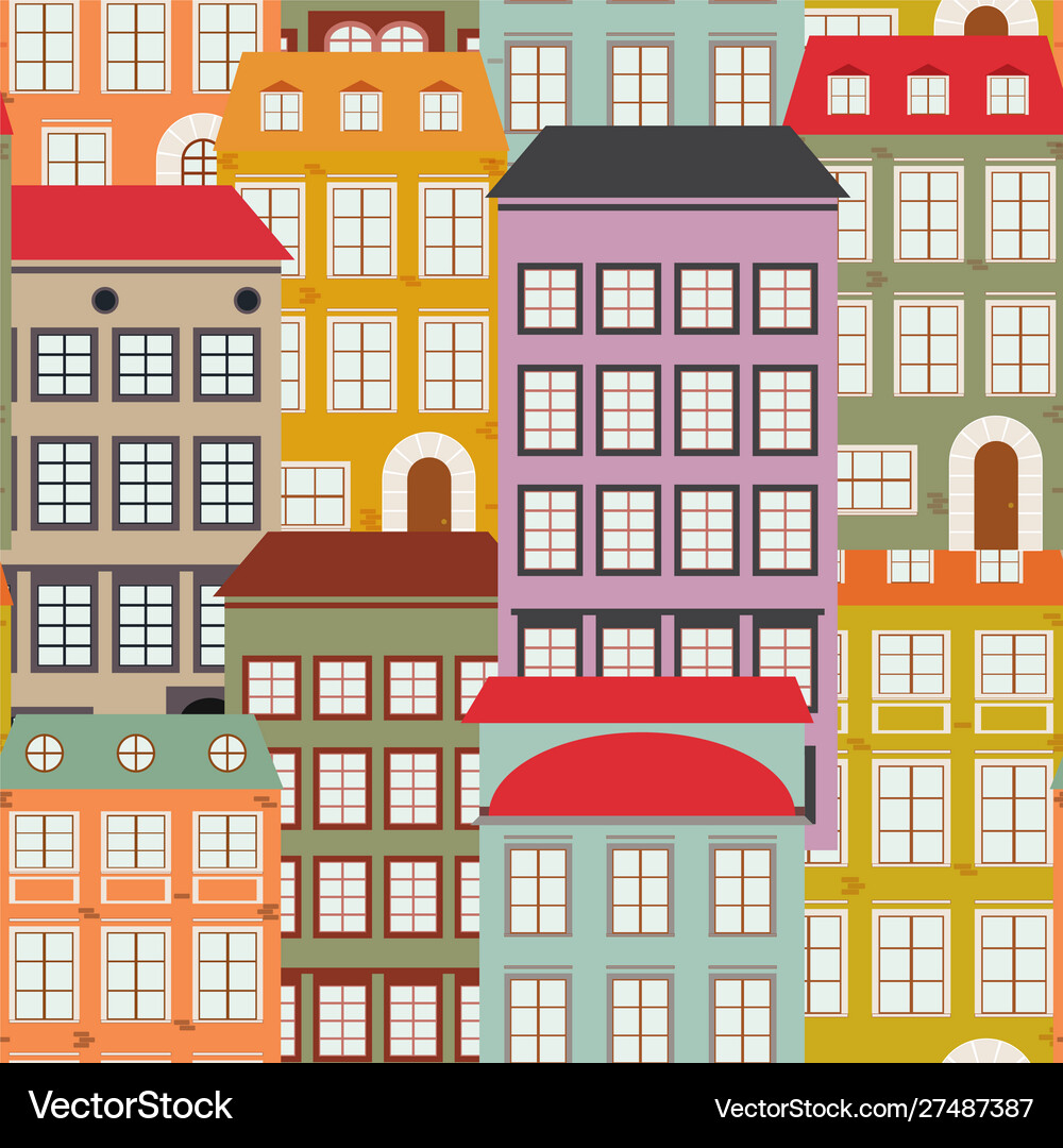 Little town in retro style Royalty Free Vector Image