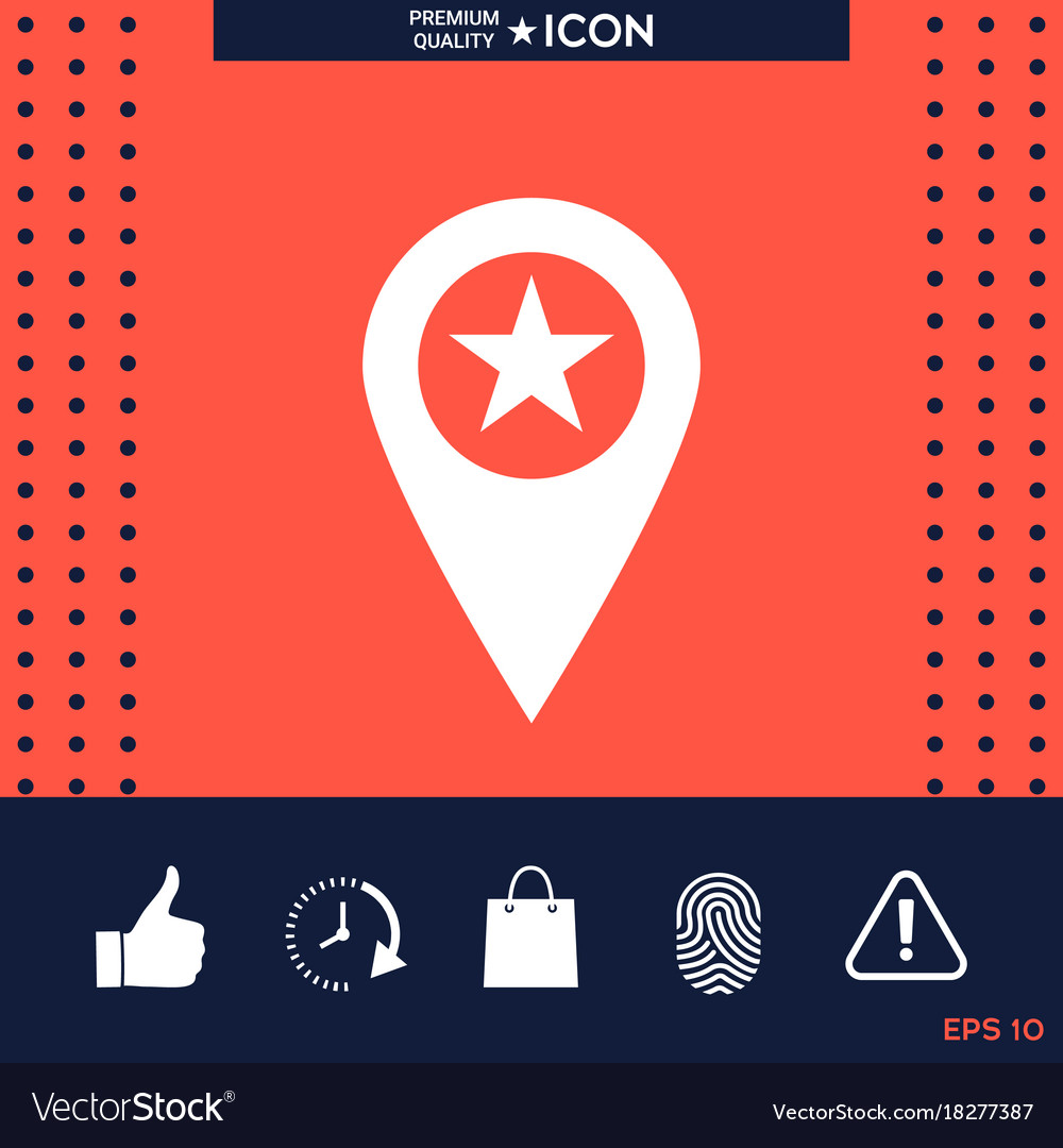 Map pointer with star Royalty Free Vector Image