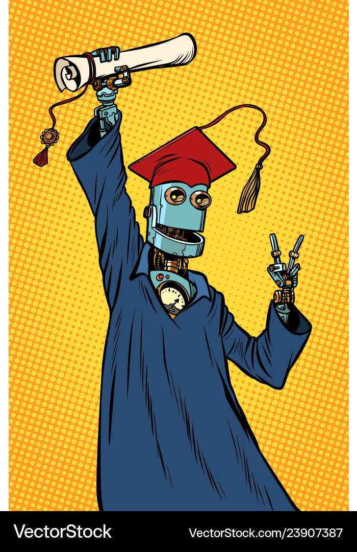 Robot student graduate a university or college Vector Image
