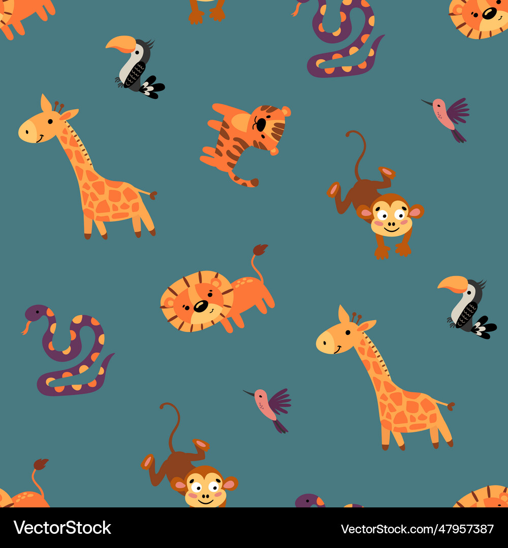 Seamless pattern with safari animals design for f Vector Image