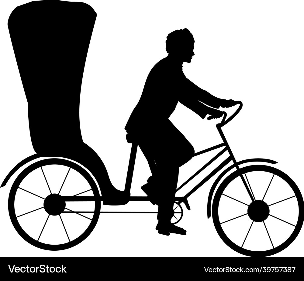 Silhouette velotaxi cycle rickshaw traditional Vector Image