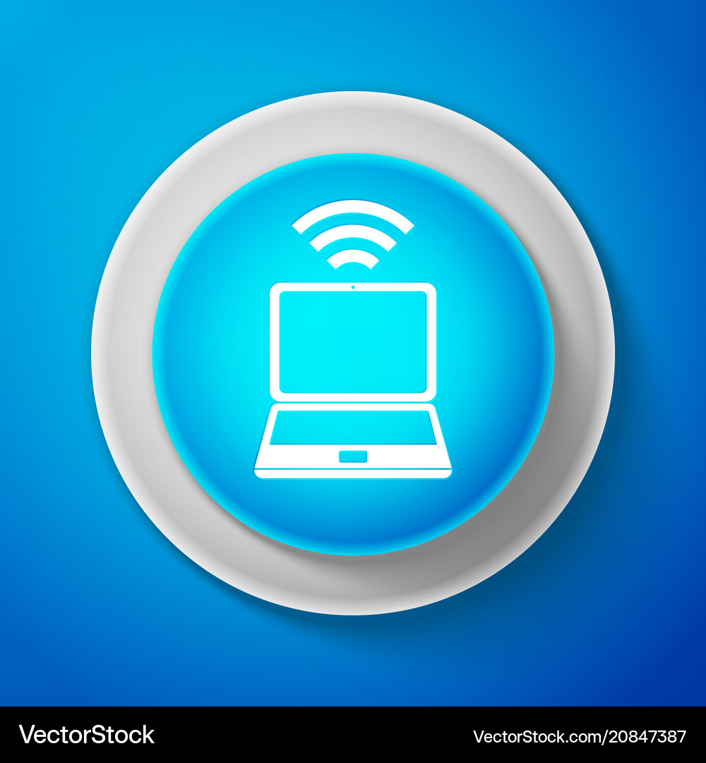 White laptop and wireless icon wi-fi connection Vector Image