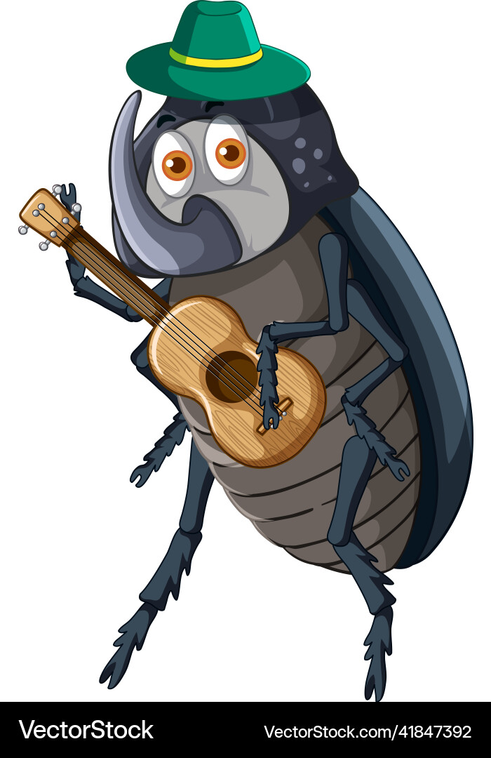 A beetle playing guitar cartoon character Vector Image