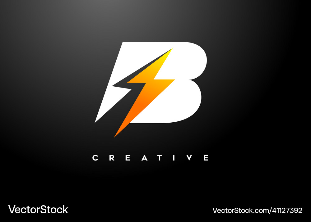 B letter logo design with thunderbold sign icon Vector Image