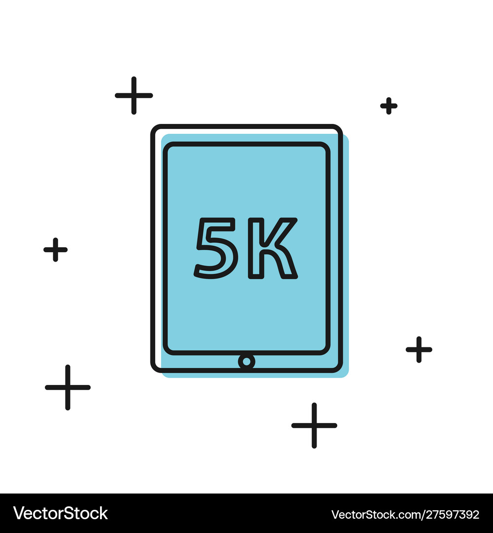 Black tablet with text 5k icon isolated on white Vector Image
