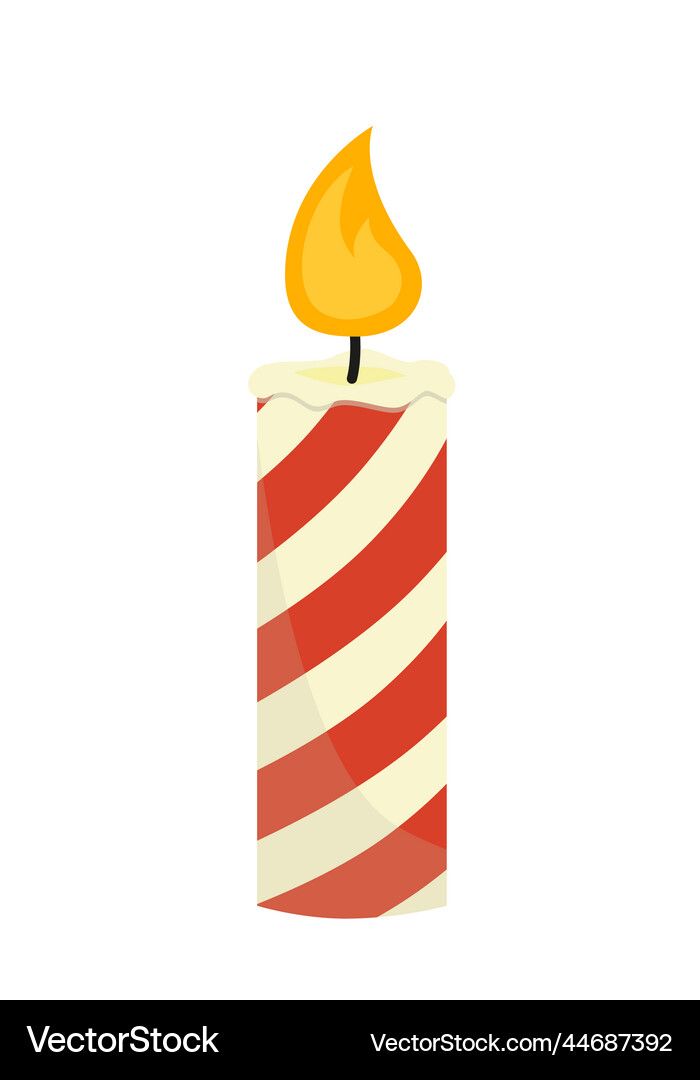 Christmas candle burning white red candle Vector Image