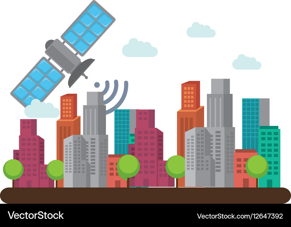 Cityscape buildings skyline icon Royalty Free Vector Image