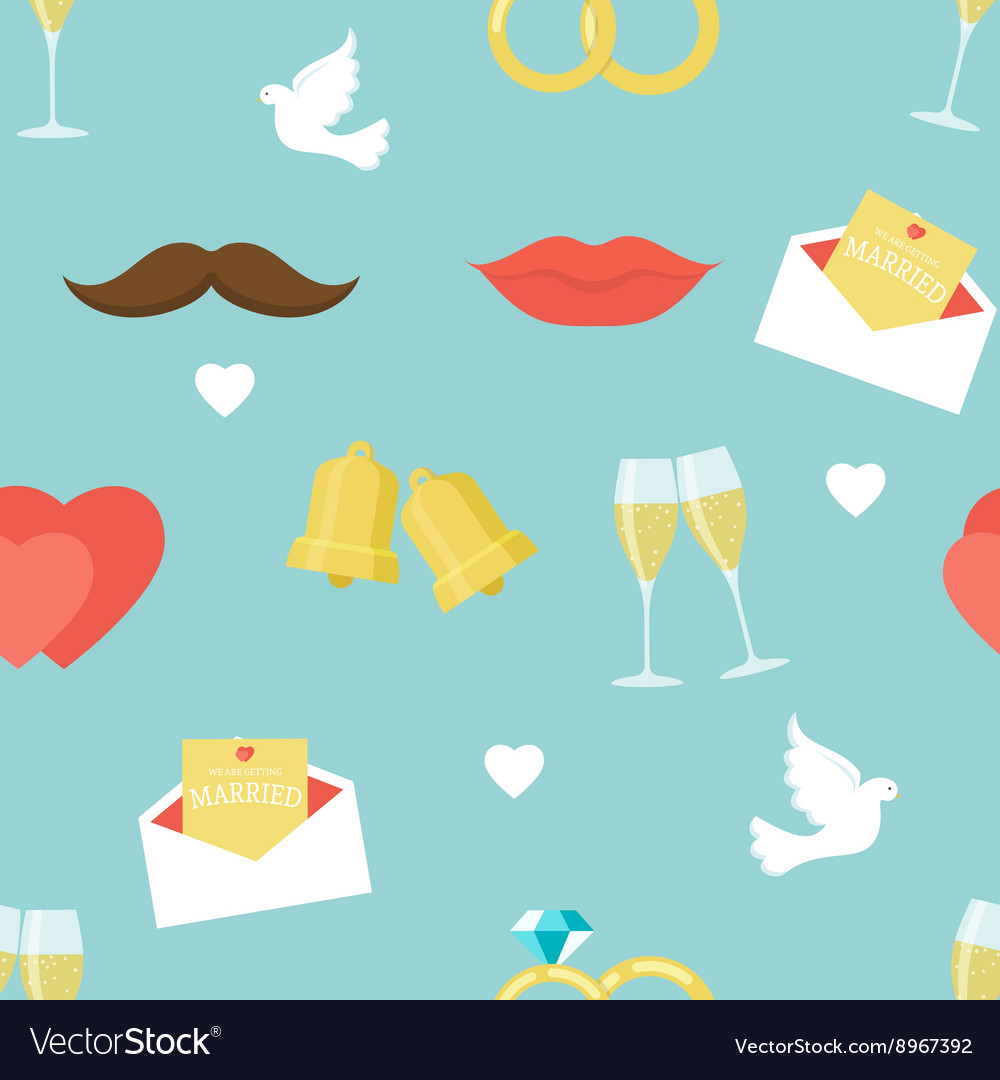 Flat Wedding Pattern Royalty Free Vector Image